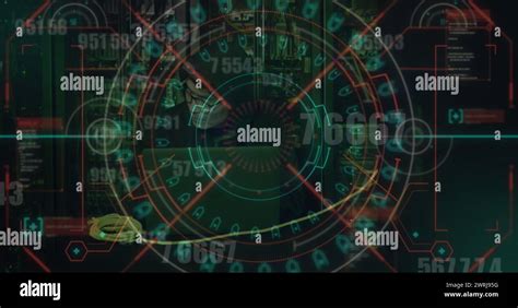 Image Of Data Processing Over Asian Male Hacker Using Laptop By