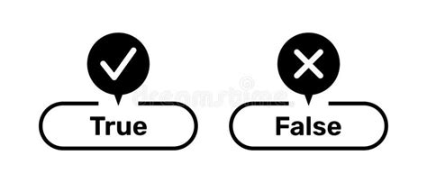 Right And Wrong Symbols With True And False Buttons Black Stock Vector