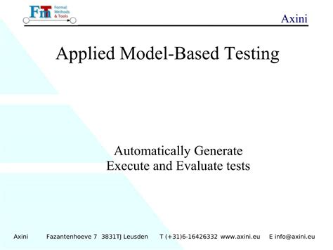Applied Model Based Testing