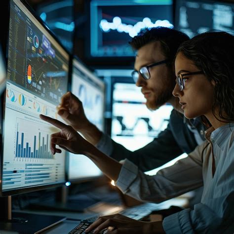 premium photo a team using data analytics software to identify and