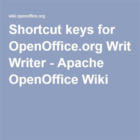 Apache OpenOffice Wiki Shortcut Key Apache Writer