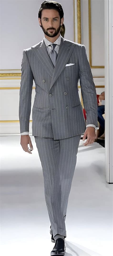 Stylish Gray Pinstripe Suit Men S Formal Partywear Etsy Canada Grey