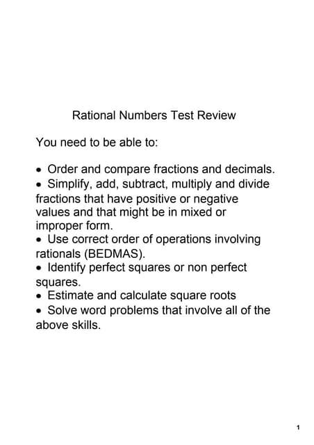 Nov 5 Rationals Test Review Pdf