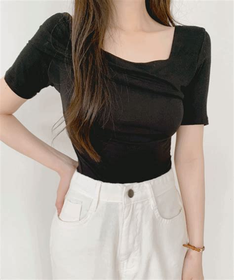 레이온 30 부들부들 언발란스 반팔티셔츠 스판티셔츠 반팔티 쇄골강조 여리여리 요가복 여름반팔 솔리드컬러 기본템 베이직 꾸안꾸 웜톤 쿨톤 심플 미니멀 단정한 출근룩