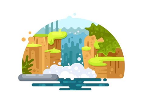 river waterfall illustration kit8 illustration art design flat design illustration