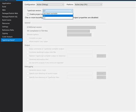 c project specifies typescript version 2 8 but a matching compiler was not found stack