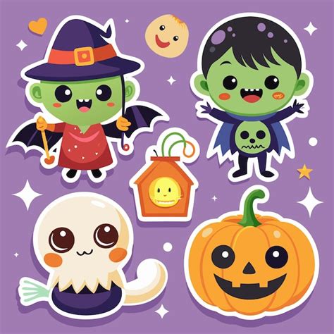 귀여운 할로윈 스티커 마스코트 프리미엄 Ai 생성 벡터