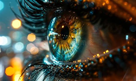 Close Up Of A Human Eye With Advanced Cybernetic Enhancements Symbolizing Futuristic Vision