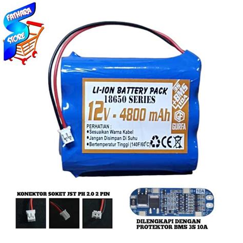 Baterai Speaker Baterai Rc 3x Li Ion 18650 3s 4800mah 12v Dengan Bms
