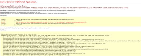 C After Updating My Entity Framework I Get An Error Schema Specified Is Not Valid Stack