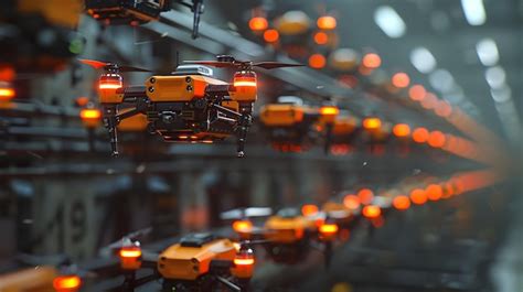 Autonomous Drone Swarm Production And Control Facility Showcasing Futuristic Robotic