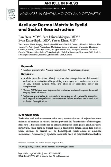 Pdf Acellular Dermal Matrix In Eyelid And Socket Reconstruction