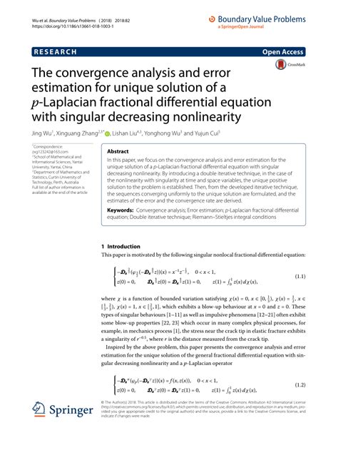 Pdf The Convergence Analysis And Error Estimation For Unique Solution