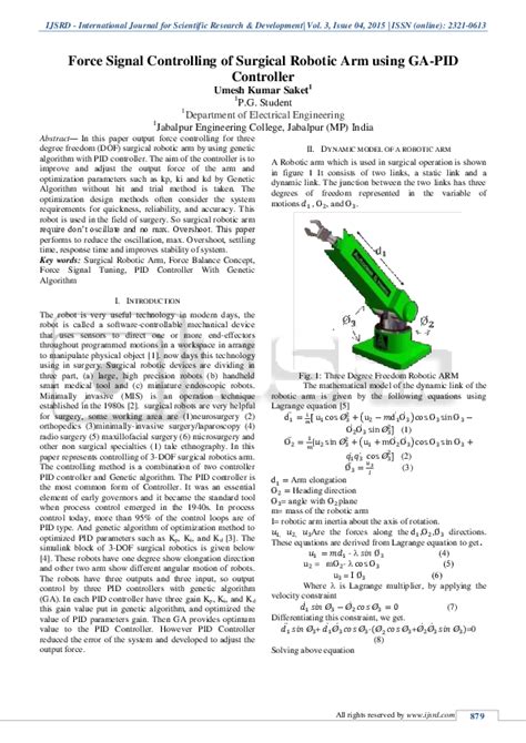 Pdf Force Signal Controlling Of Surgical Robotic Arm Using Ga Pid Controller