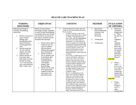 Teaching Plan Ob Deficient Knowledge Rt Discharge Breastfeeding