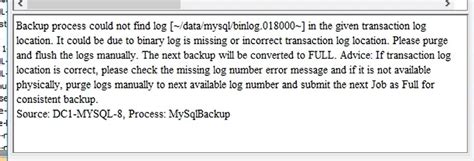 Mysql Transaction Log Backup Failed Binary Logs Missing Community