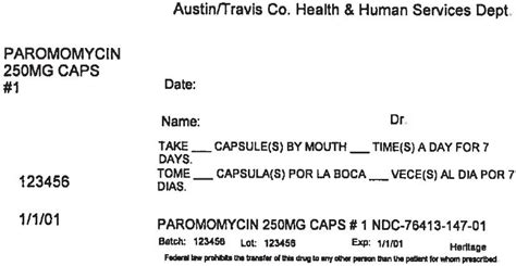Paromomycin Sulfate Capsule