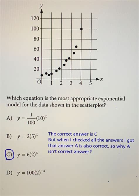 solved which equation is the most appropriate exponential model for