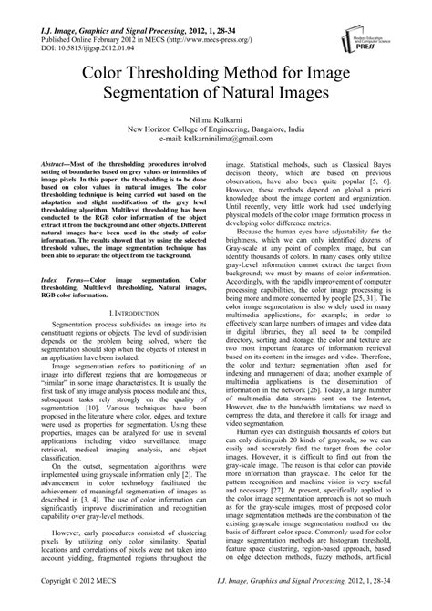 pdf color thresholding method for image segmentation of natural images
