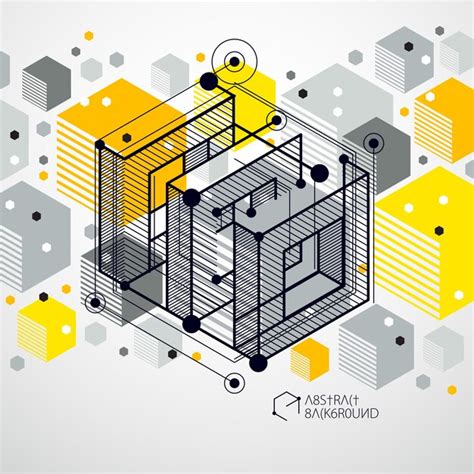 Premium Vector Isometric Abstract Yellow Background With Linear Dimensional Cube Shapes