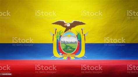 프리젠 테이션이나 제품 전시를위한 에콰도르의 드레이핑 된 깃발이있는 스튜디오 배경 3d 렌더링 0명에 대한 스톡 사진 및 기타