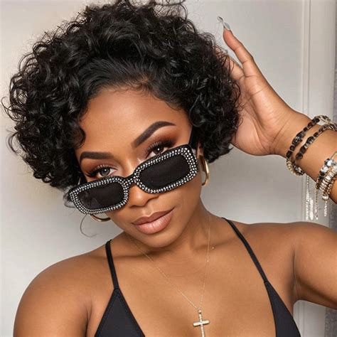 Undetectable Lace Front Natural Curly Pixie Cut Wig 100 Human Hair