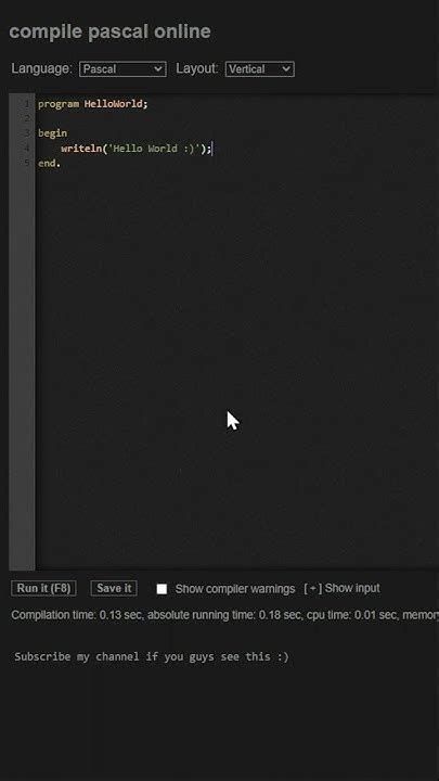 Pascal Programming Language First Program Hello World Youtube