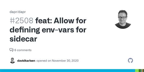 Feat Allow For Defining Env Vars For Sidecar · Issue 2508 · Daprdapr
