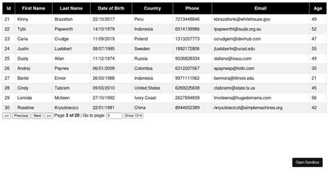 React Simple Table Codesandbox React Simple Table Codesandbox