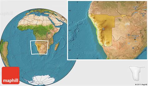 Physical Location Map Of Namibia Satellite Outside