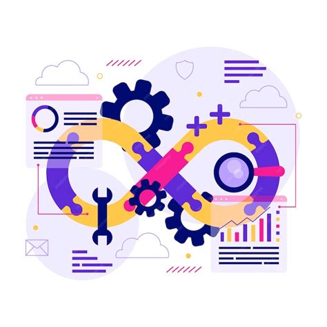 손으로 그린 평면 디자인 Devops 그림 무료 벡터