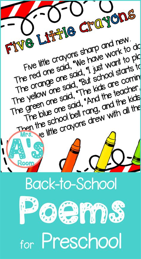 Back To School Poems For Preschool School Day Poem Five Little