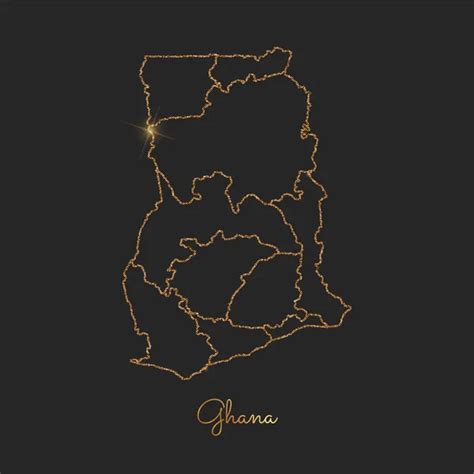 Guyana Region Map Golden Gradient Outline On Dark Background Detailed Map Of Guyana Regions