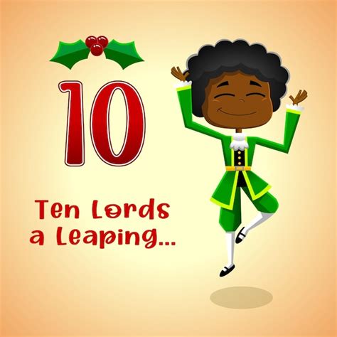 Premium Vector The 12 Days Of Christmas 10th Day Ten Lords A