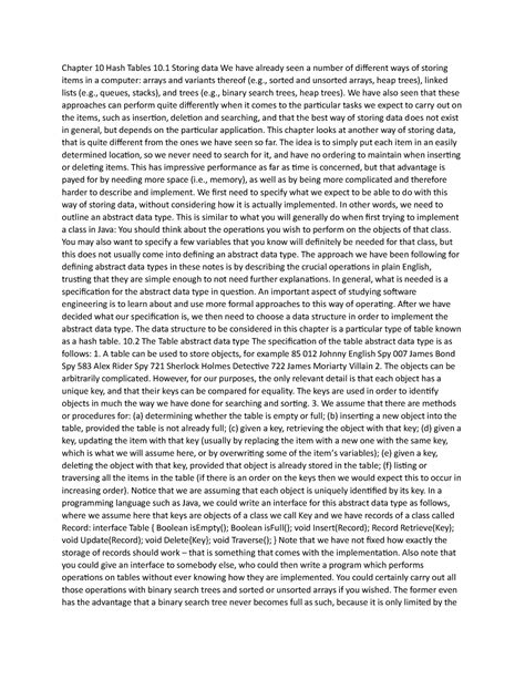Chapter 10 Hash Tables 10 Chapter 10 Hash Tables 10 Storing Data We Have Already Seen A Number
