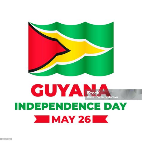 가이아나 독립 기념일 배너와 깃발 국경일은 5 월 26 일에 축하됩니다 타이포그래피 포스터 인사말 카드 전단지 등을위한 벡터 템플릿 5월에 대한 스톡 벡터 아트 및 기타