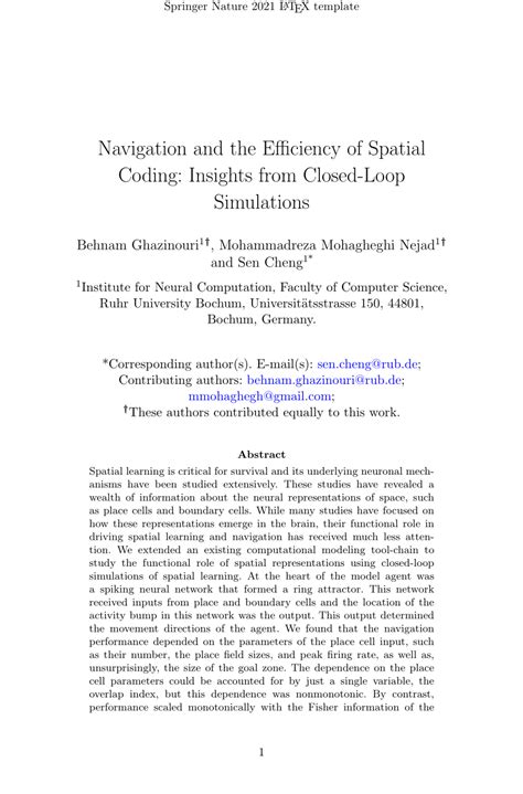 Pdf Navigation And The Efficiency Of Spatial Coding Insights From