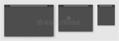 A Set Of Realistic Empty Gray Browser Windows Of Different Shapes With A Toolbar A Search Bar