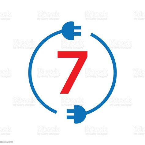 썬더 볼트 편지 7 전기 로고 전기 산업 전원 사인 전기 볼트 에 7 편지 로고 벡터 전력 에너지 번개 전기 뇌우에 대한 스톡