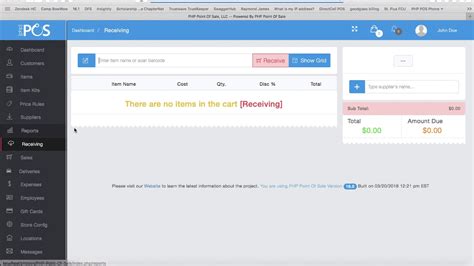 Php Point Of Sale Create A Receiving Youtube