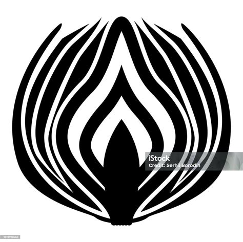 실루엣 양파 컷 반 부분 전구 다진 슬라이스 야채 블랙 컬러 벡터 일러스트 플랫 스타일 이미지 건강한 식생활에 대한 스톡 벡터