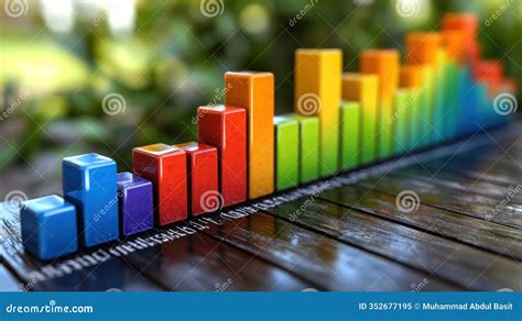 A Colorful Bar Graph Displaying Data Trends In A Visually Appealing Manner Stock Illustration