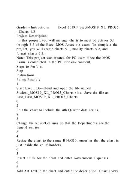 Grader Instructions Excel 2019 Projectmos19 Xlproj5 Charts 1 Docx