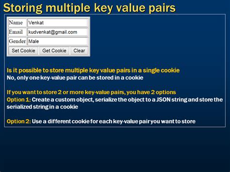 Sql Server Net And C Video Tutorial Store Multiple Key Value Pairs In A Cookie