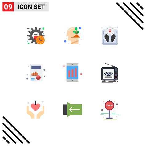 Set Of 9 Modern Ui Icons Symbols Signs For Mobile Chart Growth Calculate Scale Editable Vector