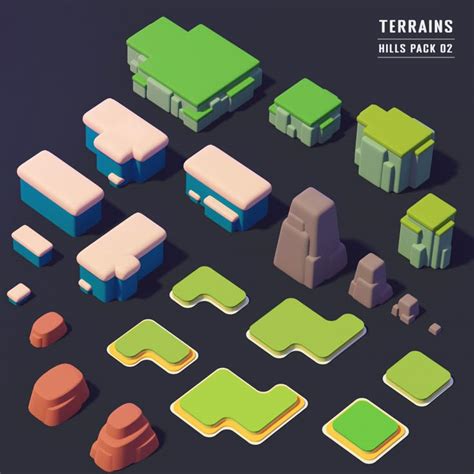 Terrain Hills Pack 02 Stylized 3d Game Assets By Nigel Goh