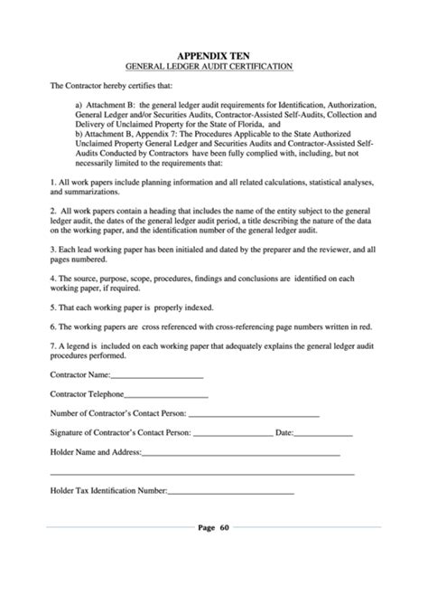 General Ledger Audit Certification Printable Pdf Download