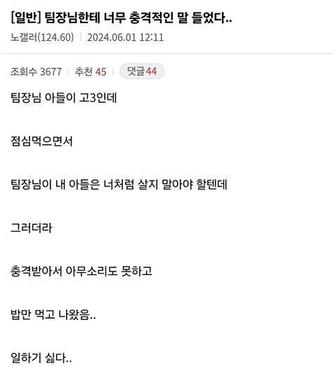 판and톡 팀장님한테 너무 충격적인 말 들었다 Daum 카페