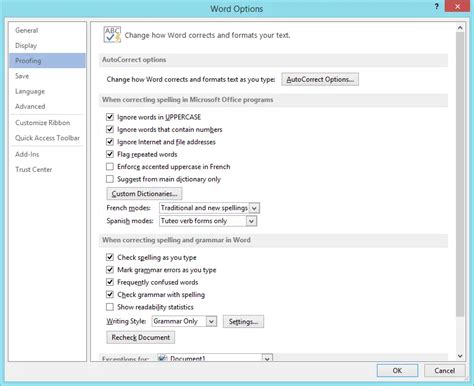 How To Change Grammar And Style Settings In Word