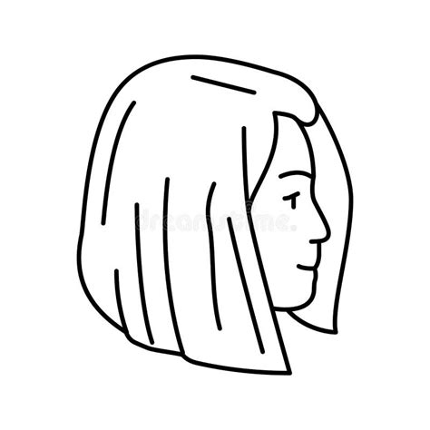 Blunt Bob Hairstyle Line Icon Vector Illustration Stock Vector